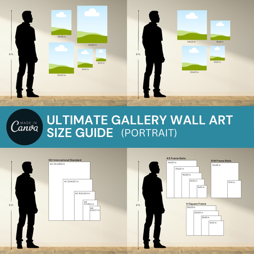 Editable Gallery Wall Art Size Guide Bundle, Gallery Wall Decor Size ...