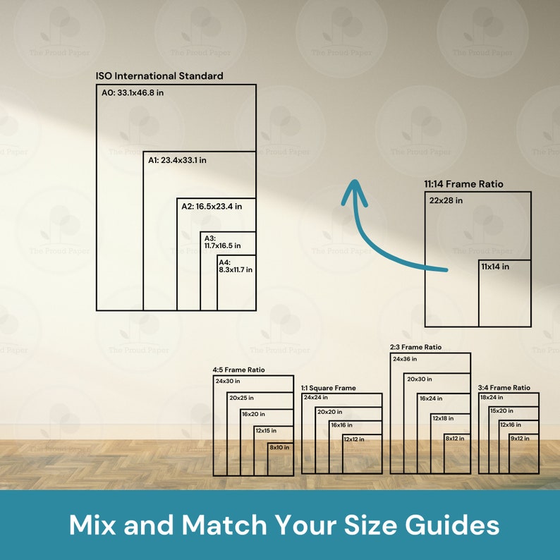 Gallery Wall Art Size Guide Template: Custom Decor Chart (digital ...