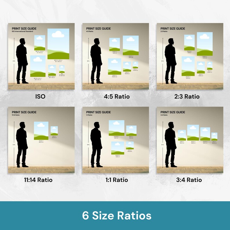 Editable Gallery Wall Art Size Guide, Portrait Canvas Size Chart ...