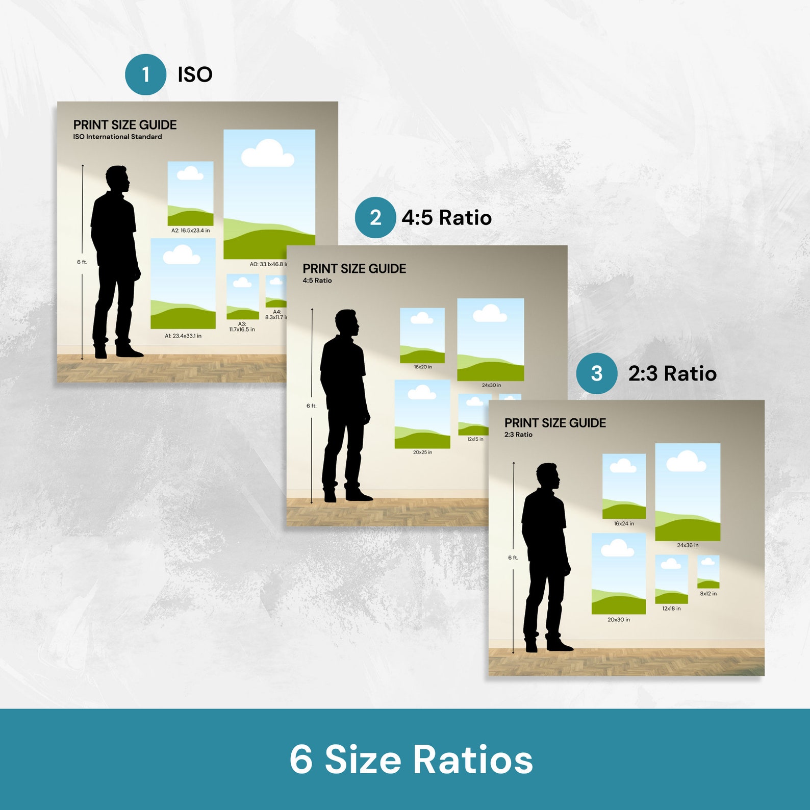 Vertical Gallery Wall Art Size Guide Editable Template for Artists ...