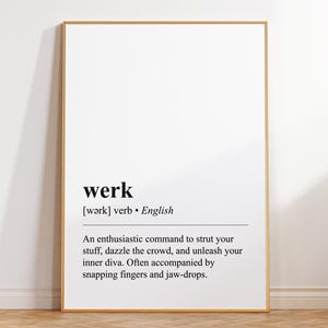 Funny LGBTQ Definition Print Poster, Werk Definition Wall Art Print ...