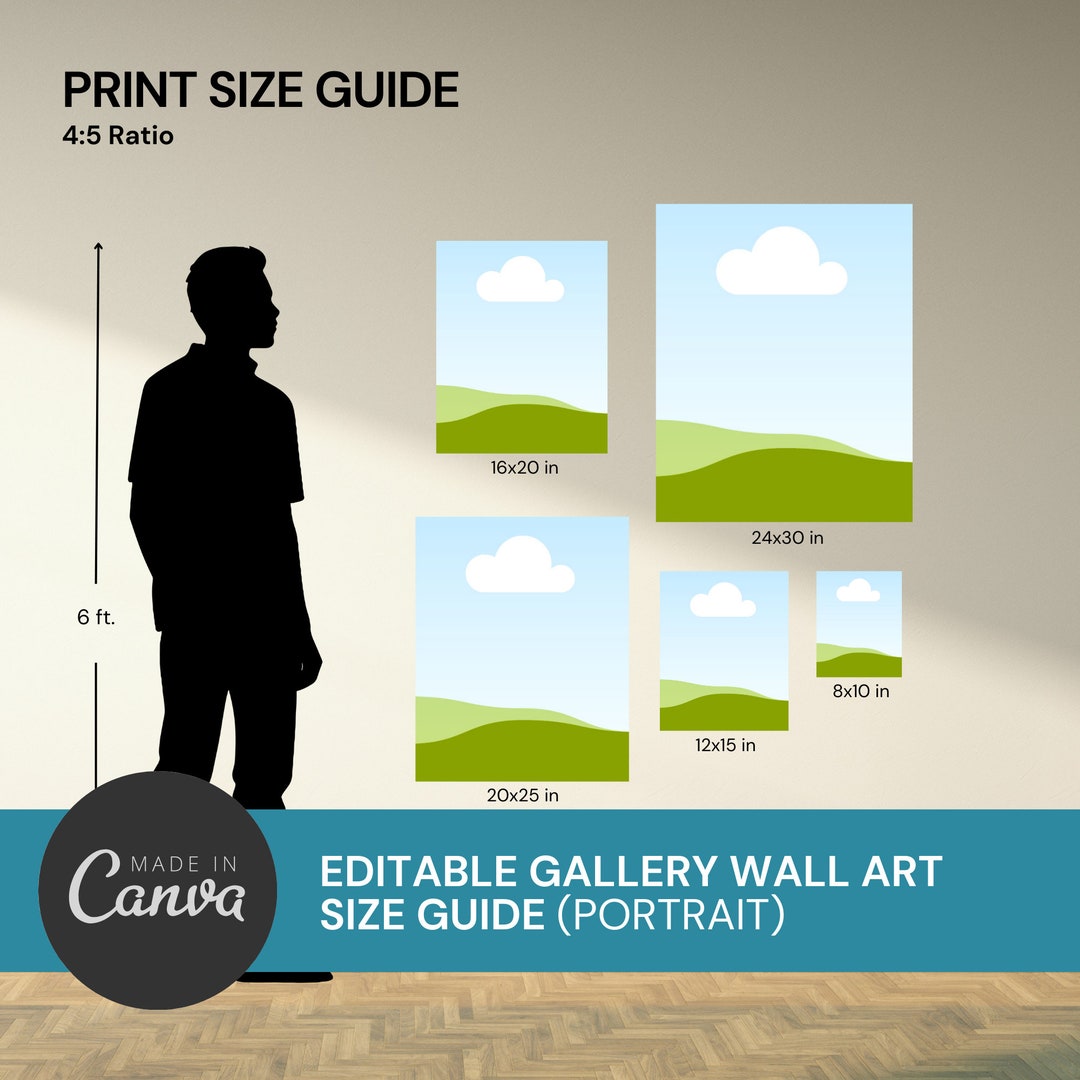 Vertical Gallery Wall Art Size Guide Editable Template for Artists ...