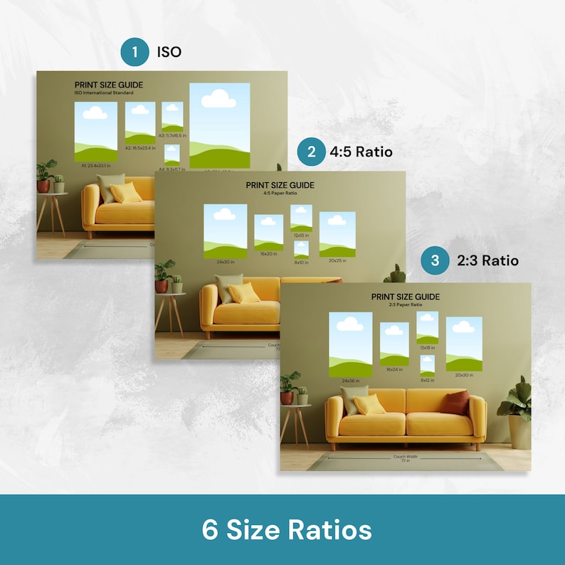 Editable Wall Art Size Guide Canva Template, Wall Decor Size Chart ...