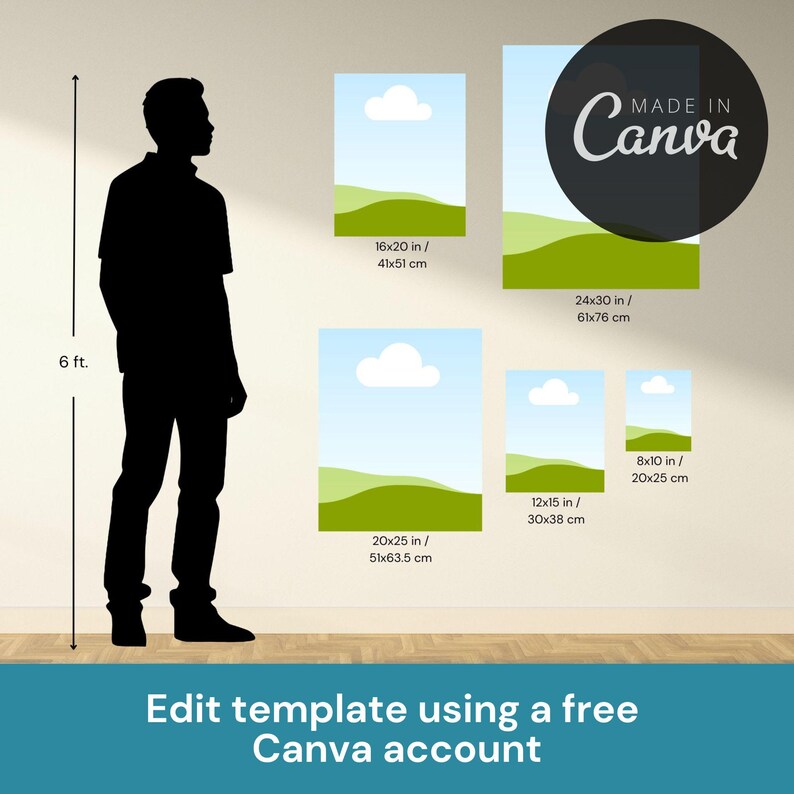 Editable Gallery Wall Art Size Guide, Portrait Canvas Size Chart ...