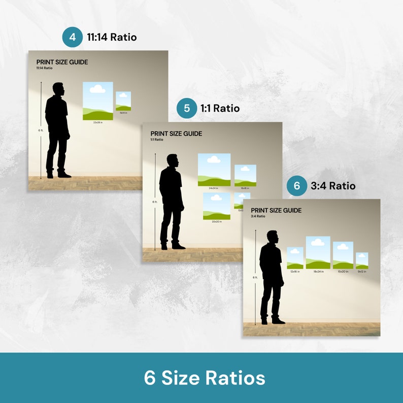 Vertical Gallery Wall Art Size Guide Editable Template for Artists ...