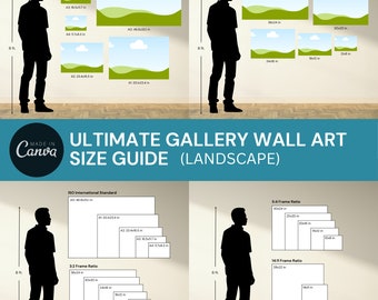 Editable Wallart Size Guide Inches, Living Room Wall Decor Size Chart ...