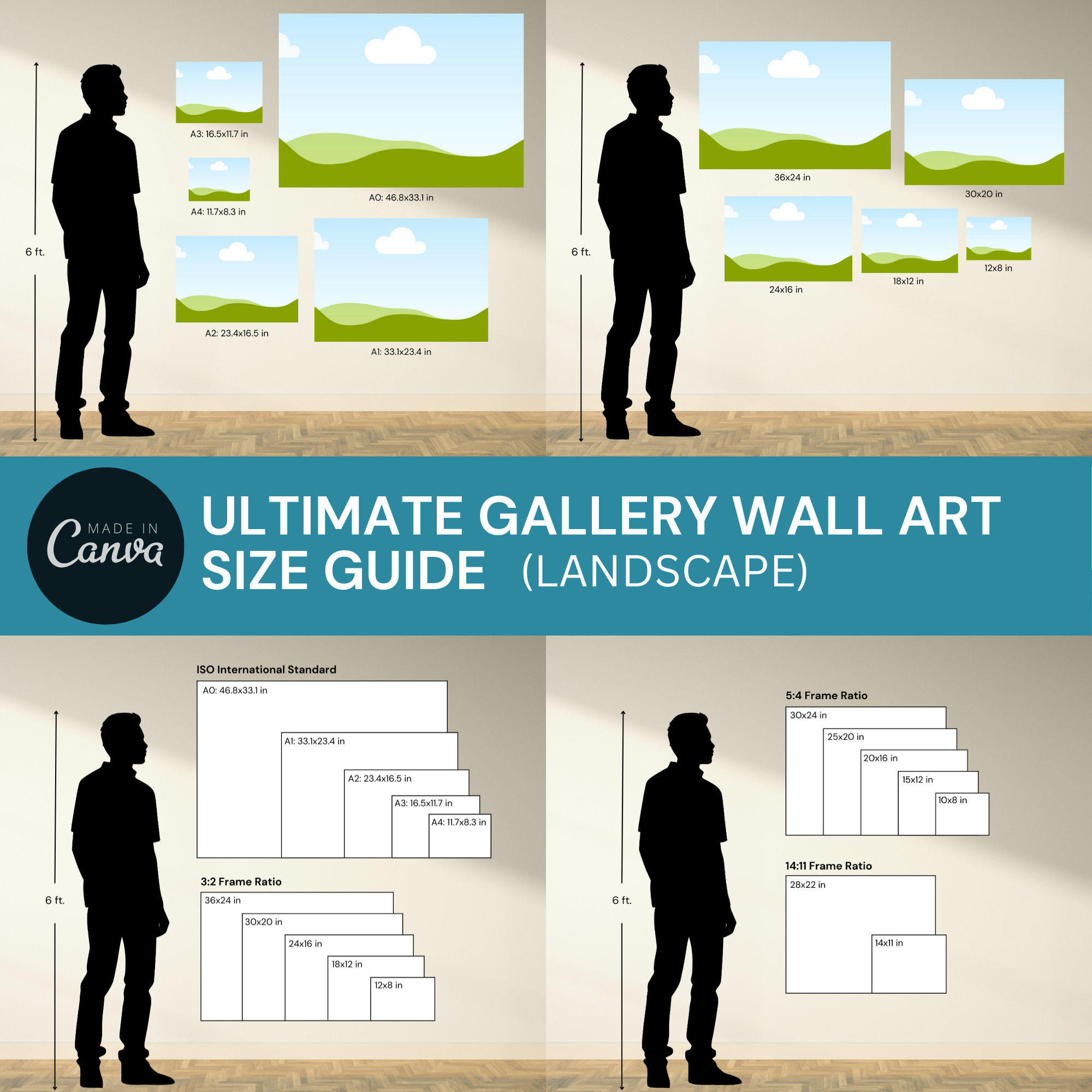 Editable Gallery Wall Art Size Guide, Gallery Wall Decor Size Chart ...
