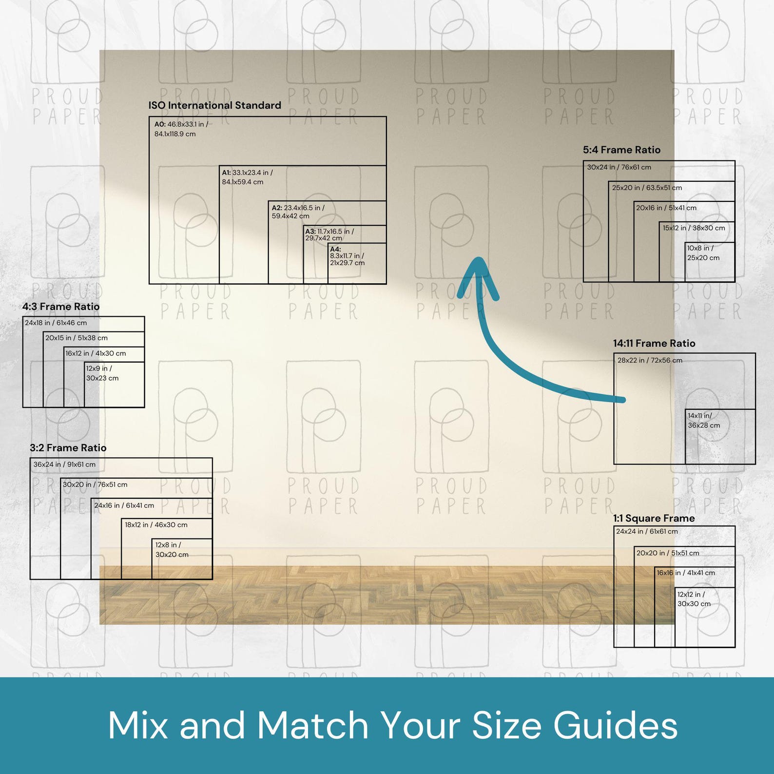 Horizontal Wall Art Size Guide Editable Template, Landscape Canvas ...