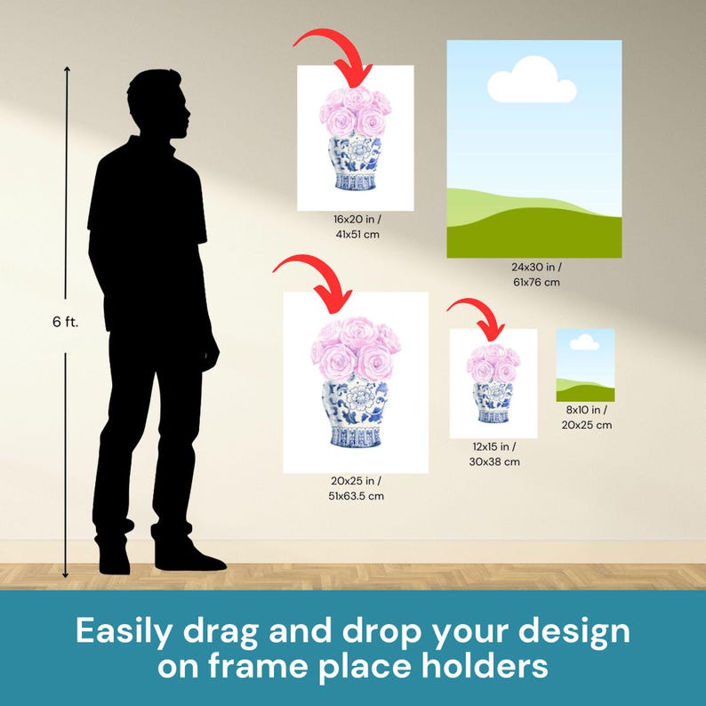 Editable Gallery Wall Art Size Guide, Portrait Canvas Size Chart ...