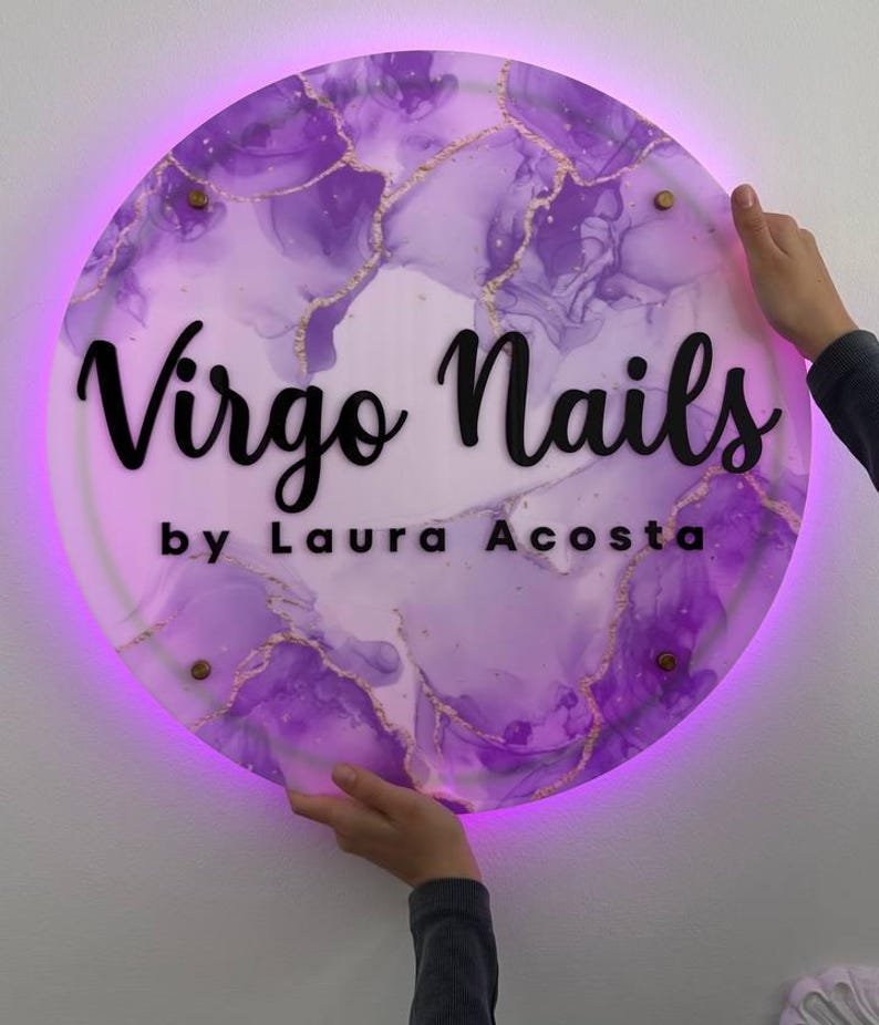 Custom Beauty Salon Logo Sign Backlit, Personalized Acrylic Salon Sign ...