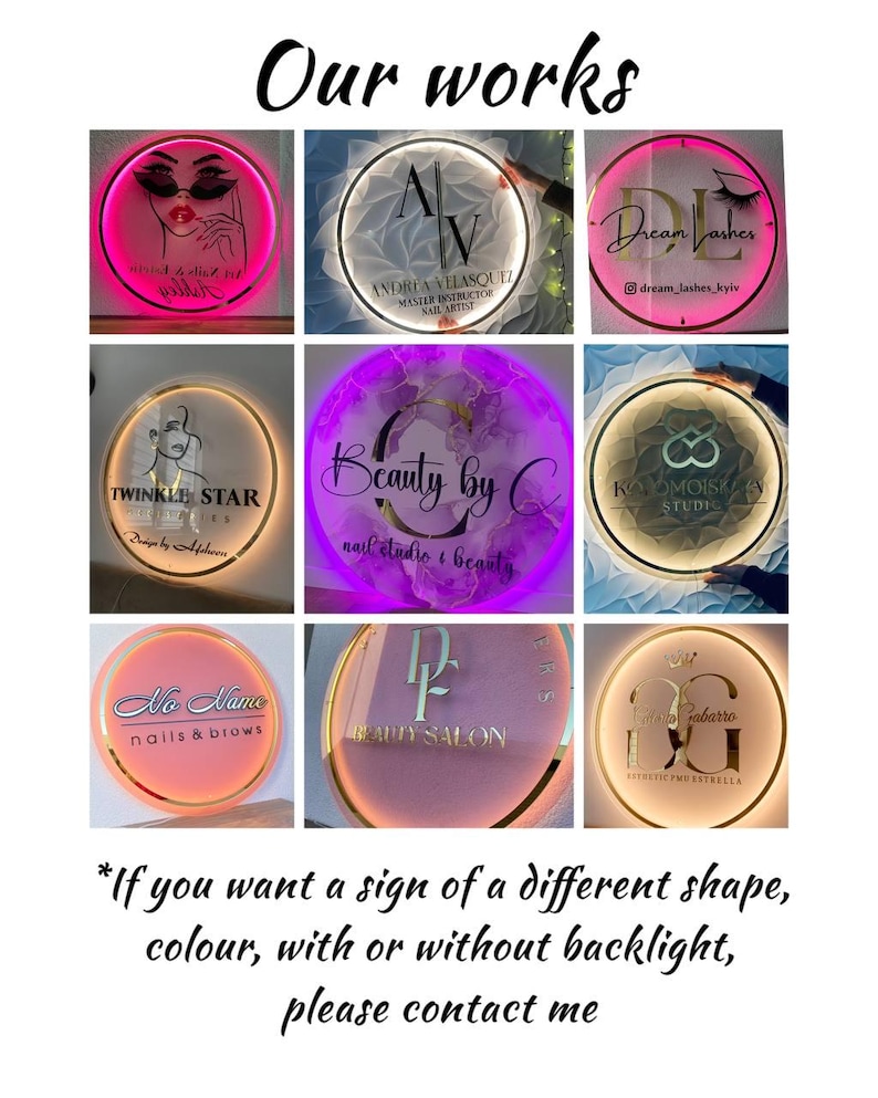 Illuminated Nameplate Personalized Round Acrylic Sign for Beauty ...