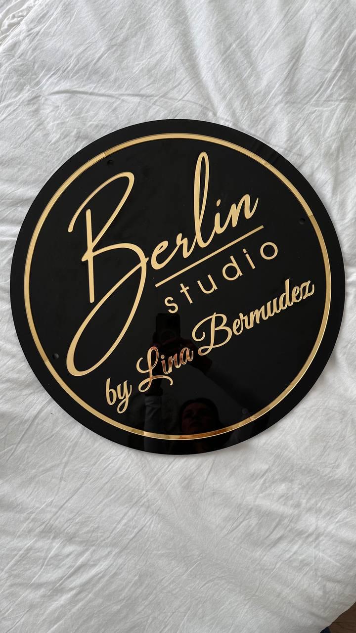 Custom Black & Gold Round Logo Sign With Backlit, Personalized Decor ...