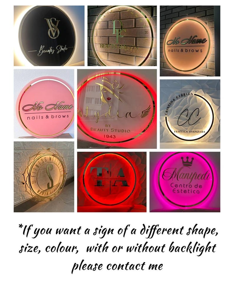Illuminated Nameplate Personalized Round Acrylic Sign for Beauty ...