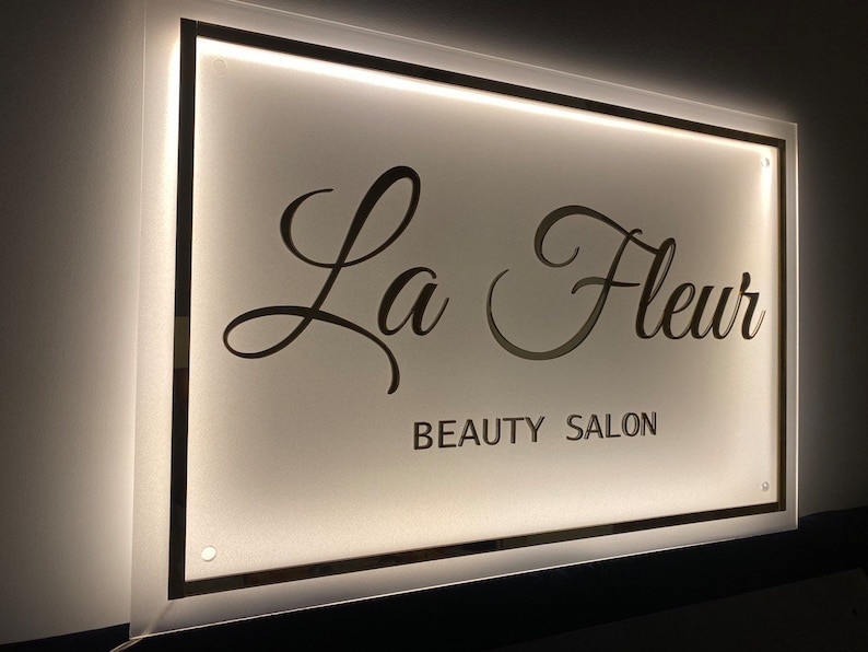 Custom Beauty Salon Logo Sign Backlit, Personalized Acrylic Salon Sign ...