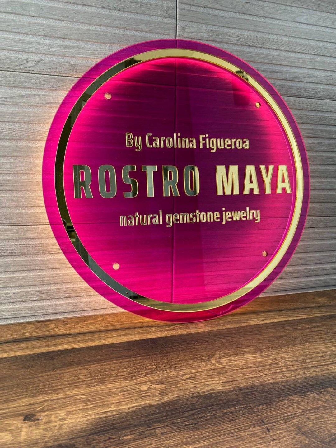 Custom LED Acrylic Sign – Personalized Gold Mirror Logo With Backlit ...