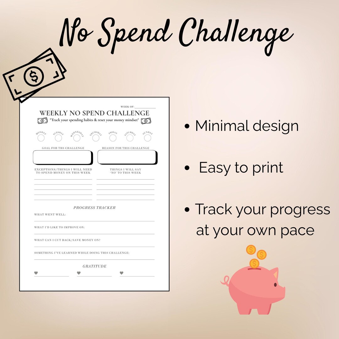 30 Day No Spend Challenge Tracker | Budget Printable | Financial Reset ...