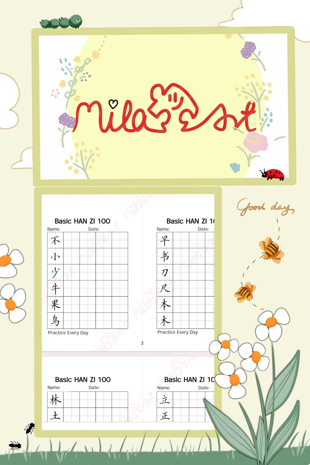 100 Mandarin Chinese Workbook HSK HANZI Basic Chinese Learning Everyday ...