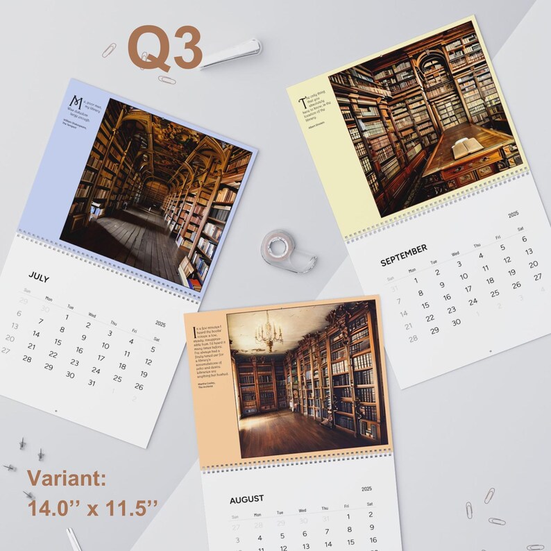 Fantastic Libraries Calendar 2025 With Quotes for Book Lover Calendar ...