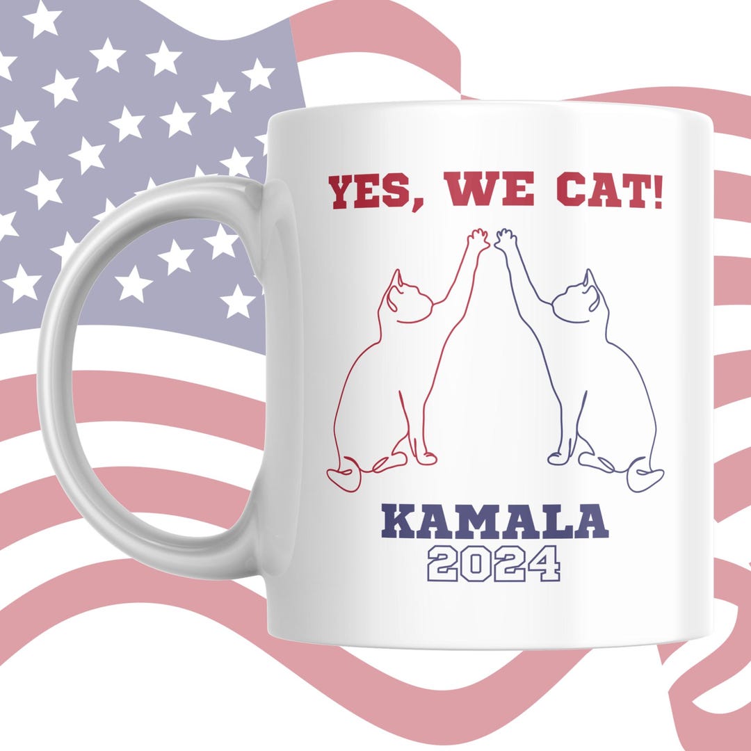 Yes We Cat Kamala Harris Mug US Election 2024 Democrat Merch Mug ...