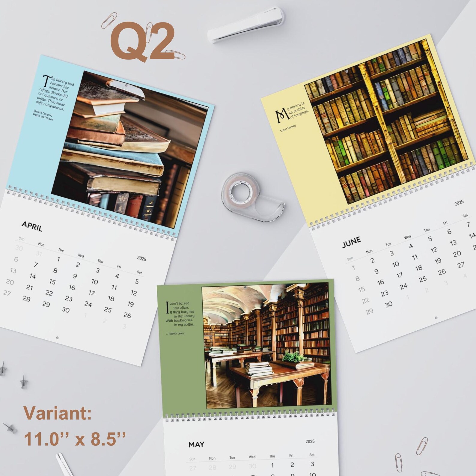 Fantastic Libraries Calendar 2025 With Quotes for Book Lover Calendar ...
