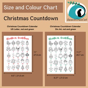 Printable Christmas Countdown Coloring Calendar, 25 Days of Festive Fun ...