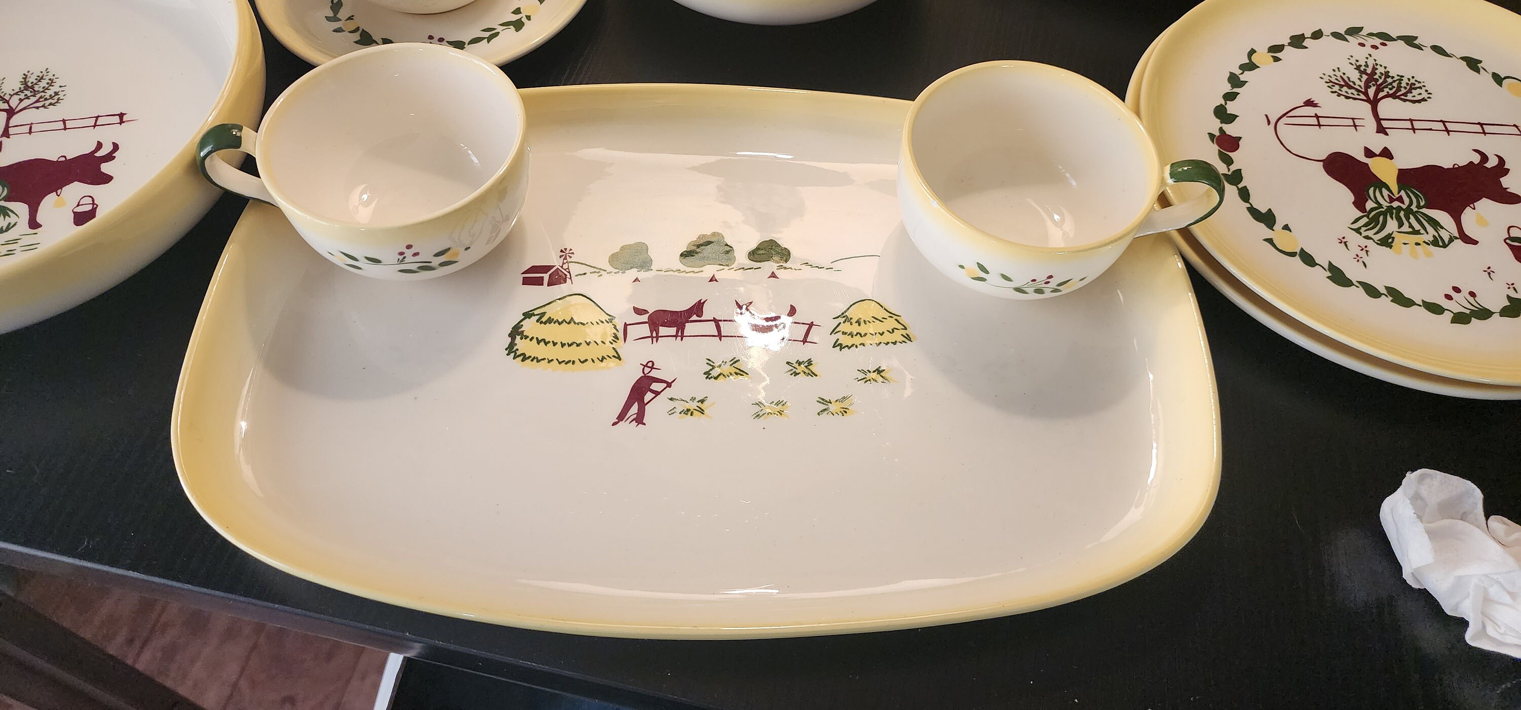 Mid-century Brock of California Stoneware Farm Country Chic Dinnerware ...