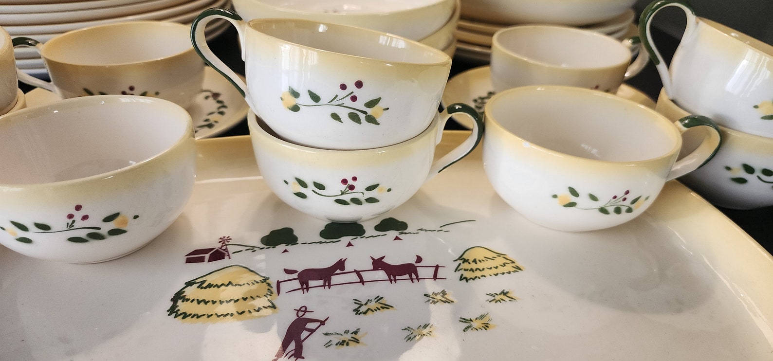 Mid-century Brock of California Stoneware Farm Country Chic Dinnerware ...