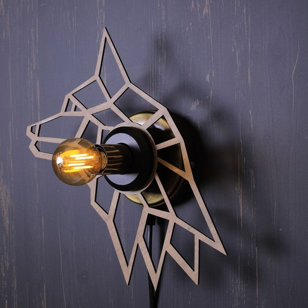 Geometric Wolf Sconce Lighting Fixture, Shadow Sconce Light, Geometric ...