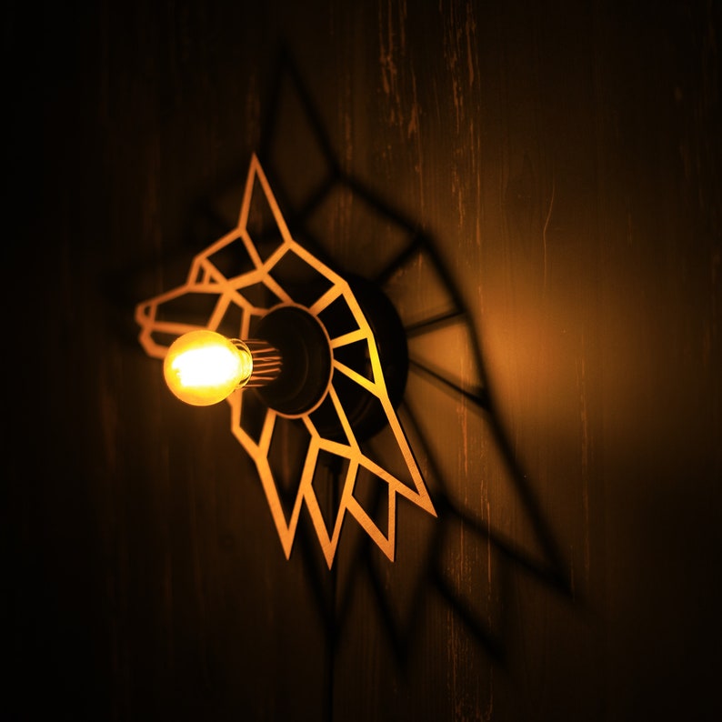 Geometric Wolf Sconce Lighting Fixture Shadow Sconce Light - Etsy