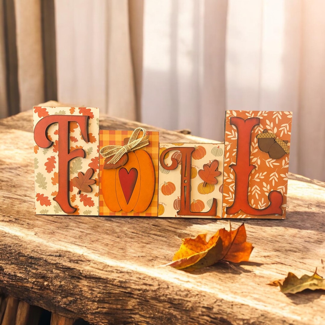 Chunky Fall Word Block Fall Decor Fall Shelf Sitter Mantel Decor Wooden ...