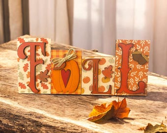 Fall Word Block Fall Decor Fall Shelf Sitter Mantel Decor Wooden ...