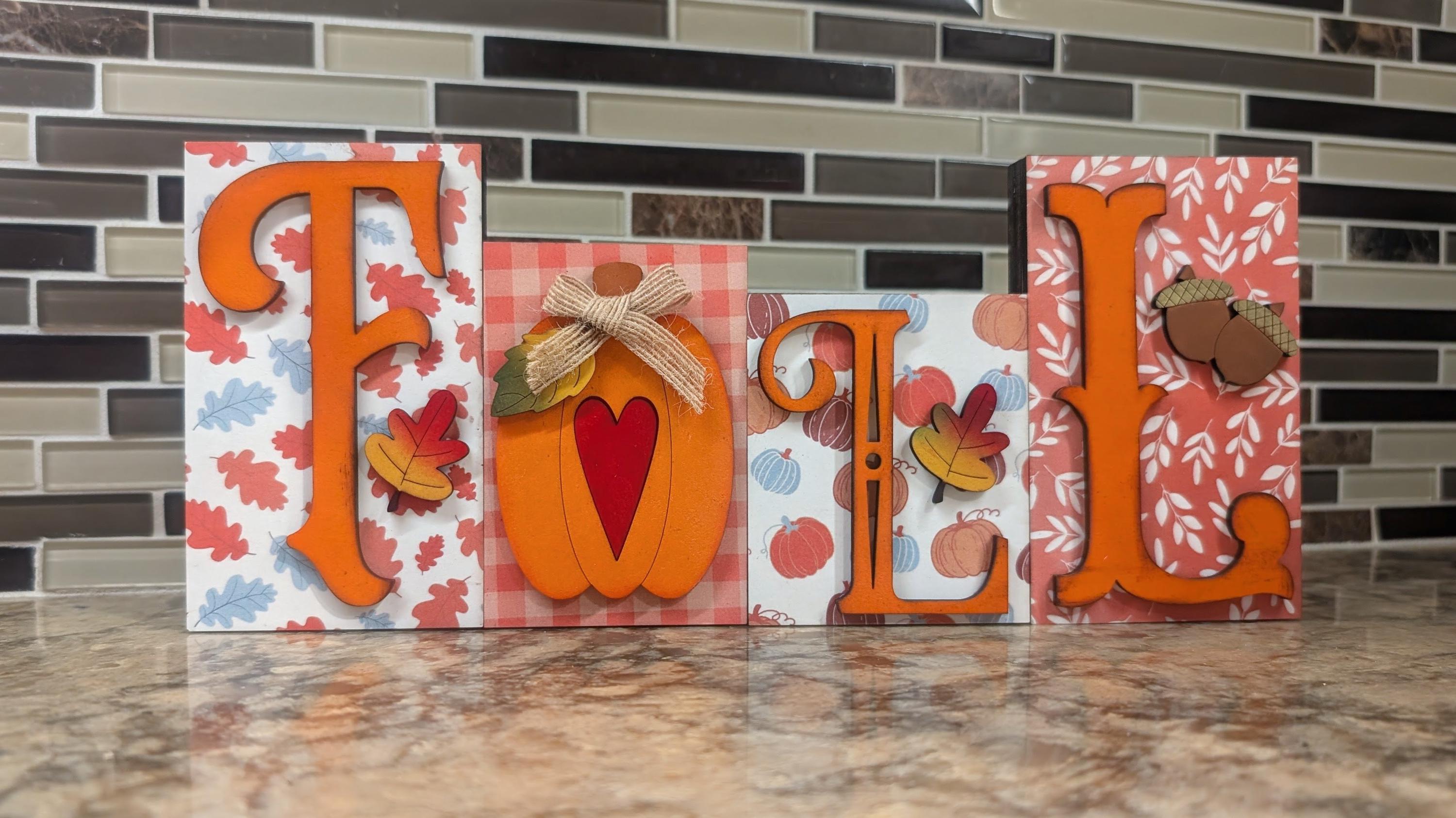 Chunky Fall Word Block Fall Decor Fall Shelf Sitter Mantel Decor Wooden ...