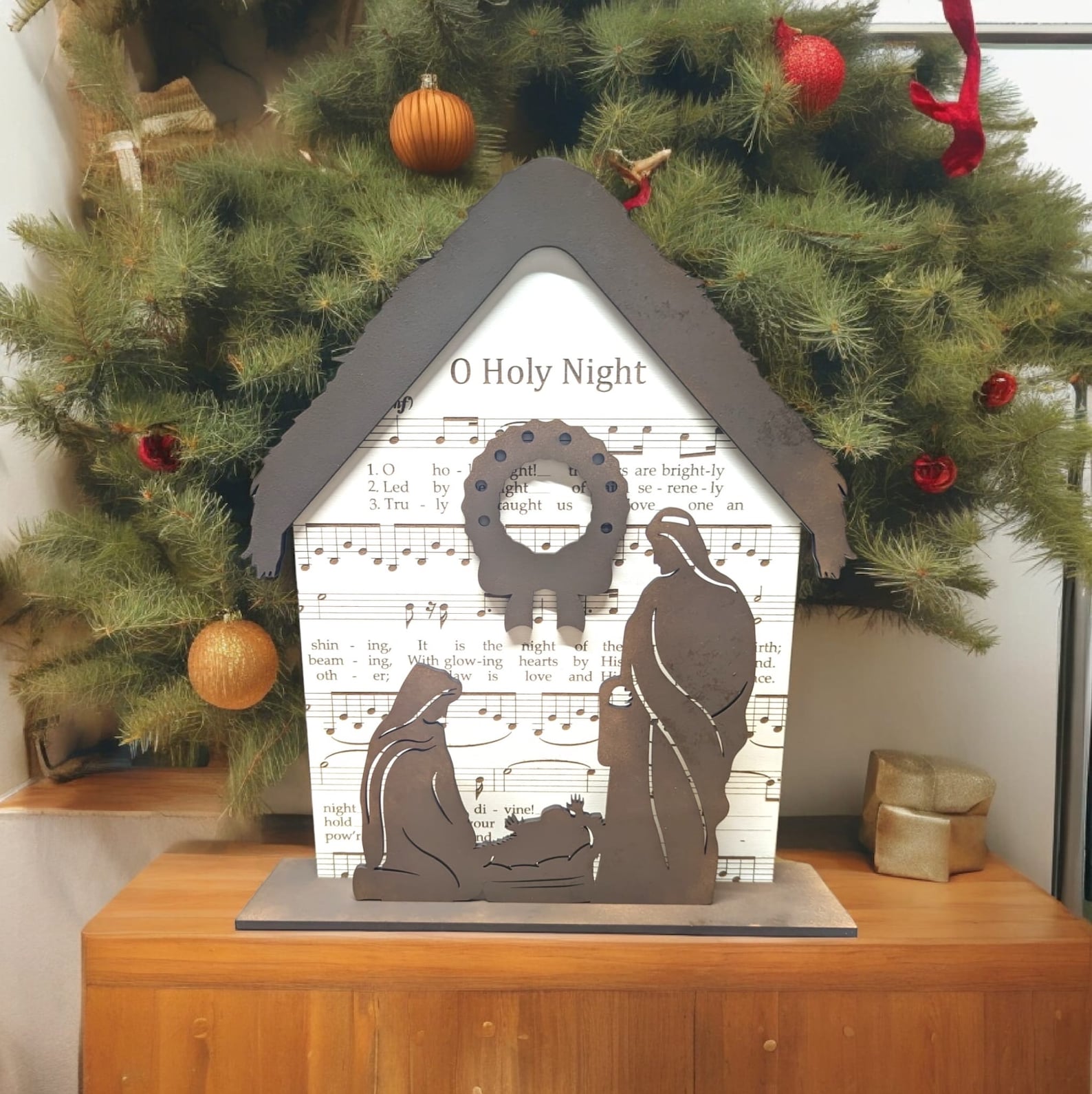 Nativity Scene Wooden Nativity Religious Shelf Sitter Christmas Shelf ...