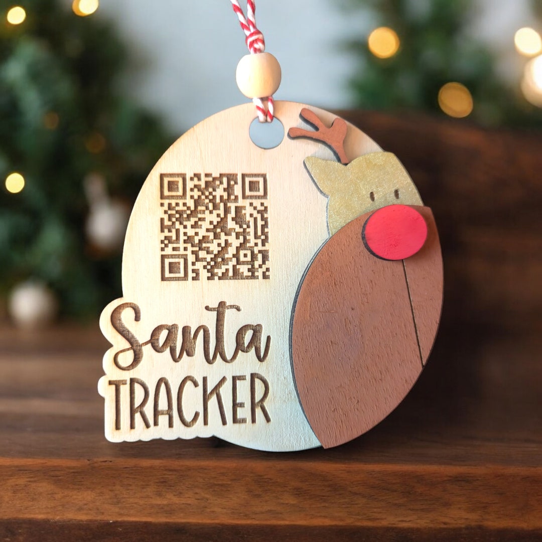 Santa Tracker Ornament QR Code Christmas Countdown Wooden Ornament ...