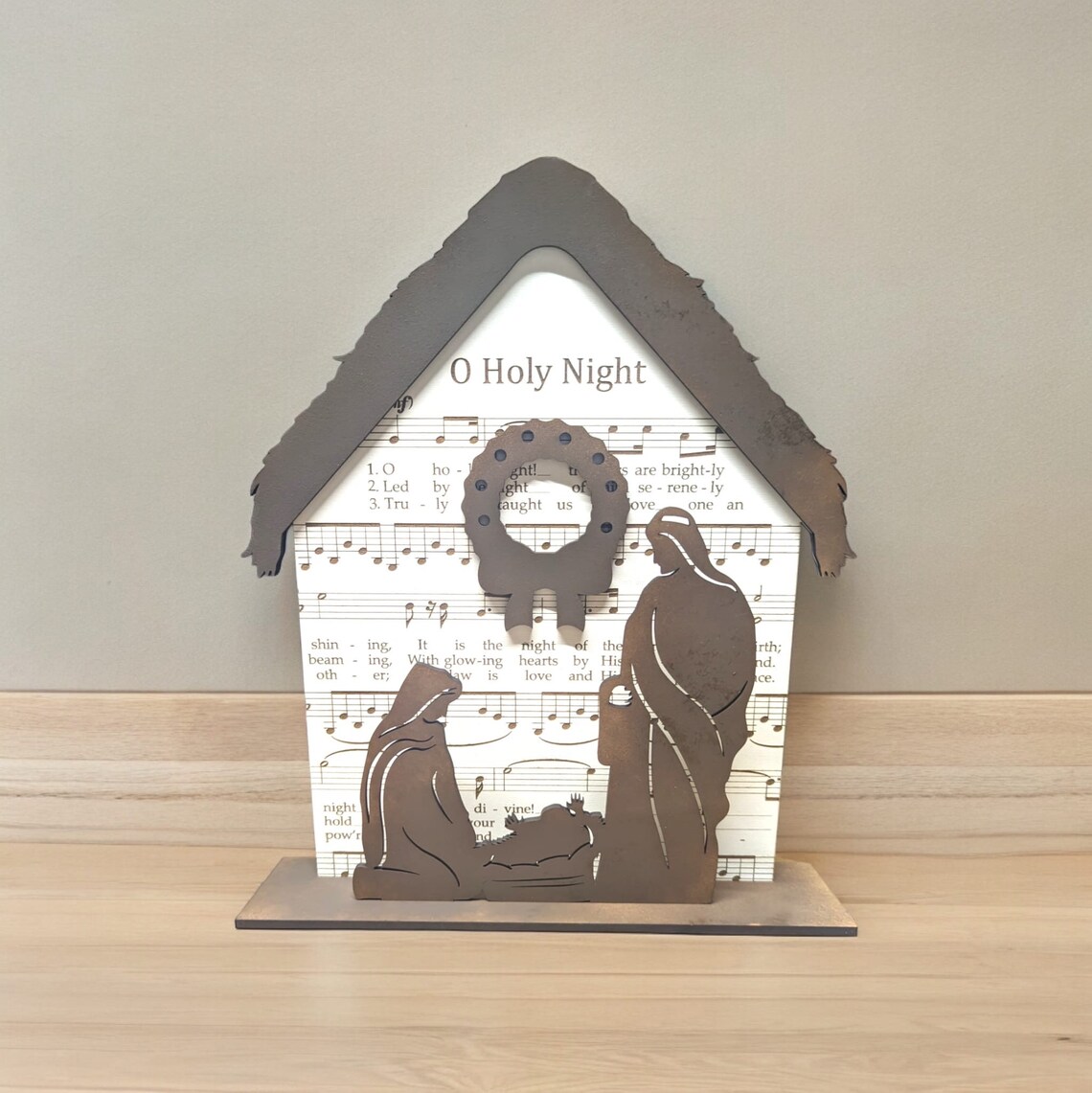 Nativity Scene Wooden Nativity Religious Shelf Sitter Christmas Shelf ...
