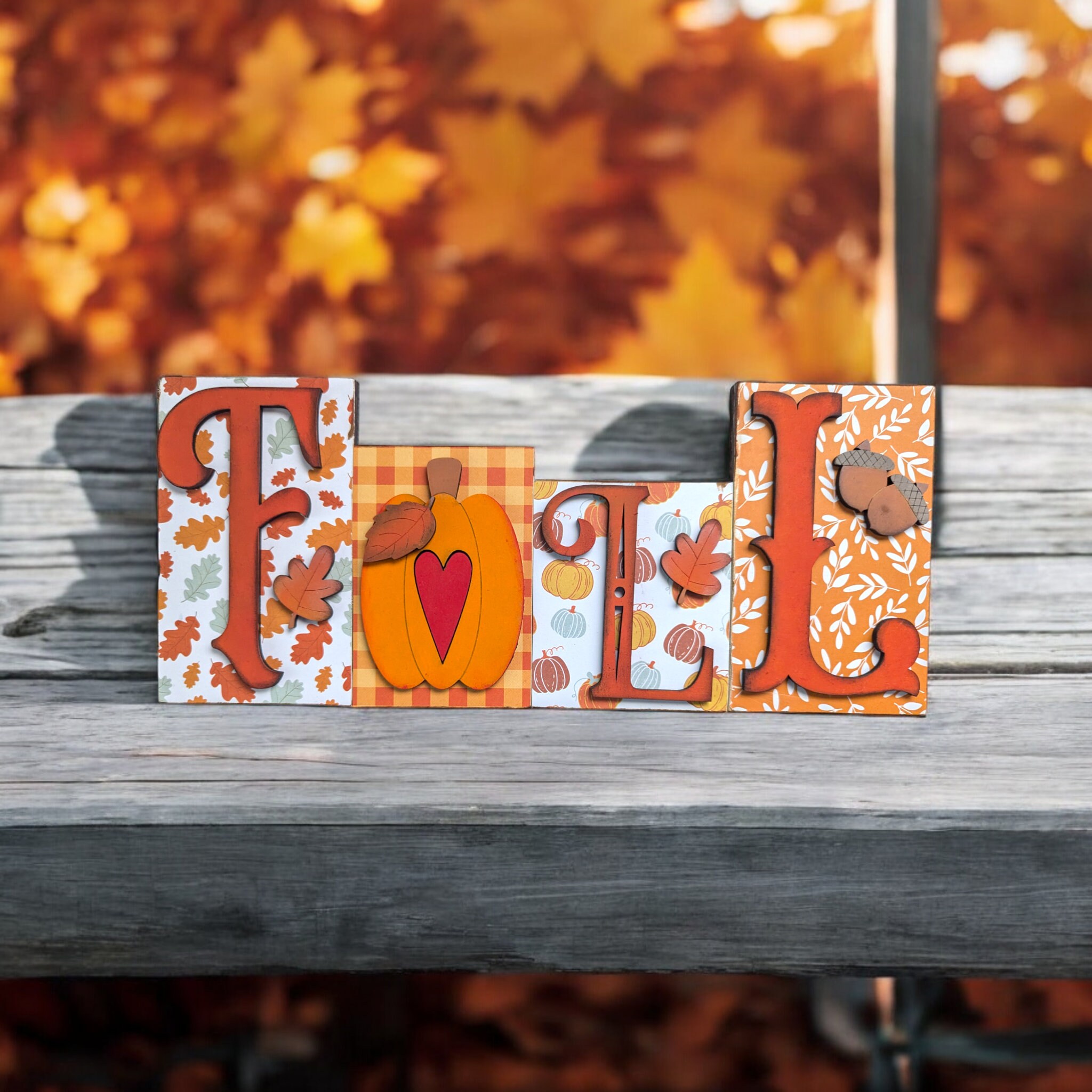 Chunky Fall Word Block Fall Decor Fall Shelf Sitter Mantel Decor Wooden ...