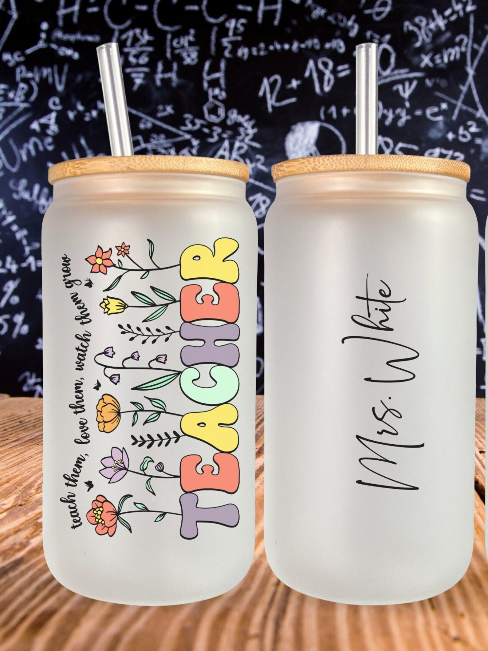 Teacher Libbey Cup Teacher Glass Cup Teacher Glass Can Cup Personalized ...