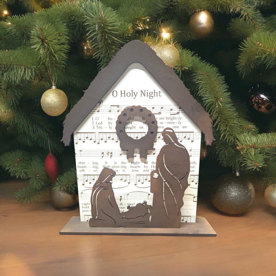 Nativity Scene Wooden Nativity Religious Shelf Sitter Christmas Shelf ...