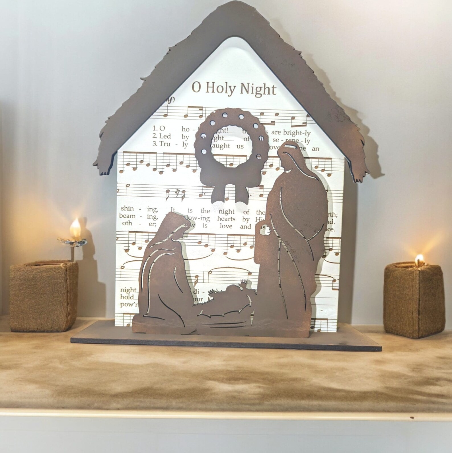Nativity Scene Wooden Nativity Religious Shelf Sitter Christmas Shelf ...
