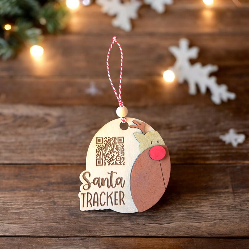Santa Tracker Ornament QR Code Christmas Countdown Wooden Ornament ...