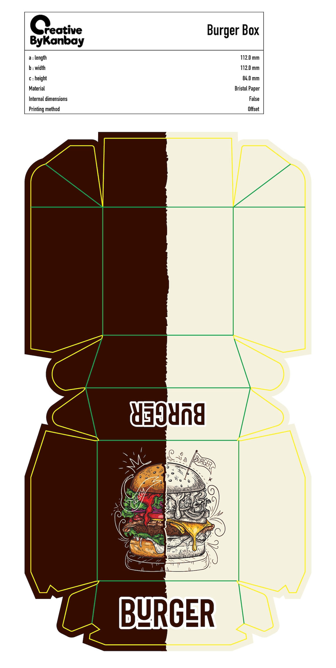 Template Burger Box Design - Etsy