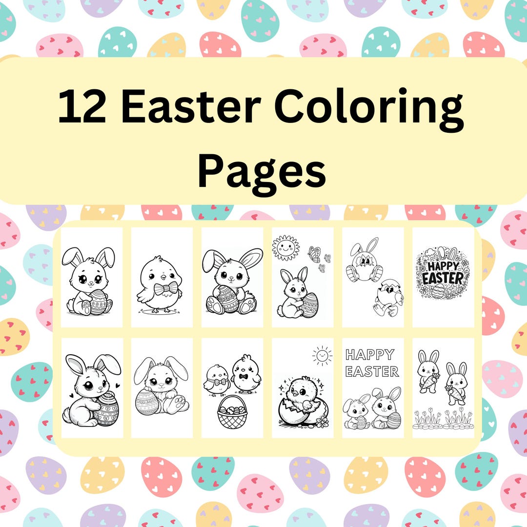 12 Easter Coloring Pages | Easter Printable Coloring Book | Kids Easter ...