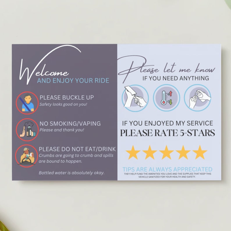 Rideshare Welcome Sign Uber, Lyft, Taxi, Personal Driver CANVA TEMPLATE ...