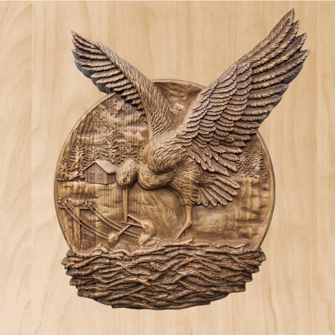 Elegant Stork Family Wooden Wall Panel: Heartwarming Home - Etsy