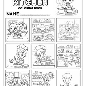 In the Kitchen Coloring Book for Kids, Download, Pdf, Commercial, Cute ...