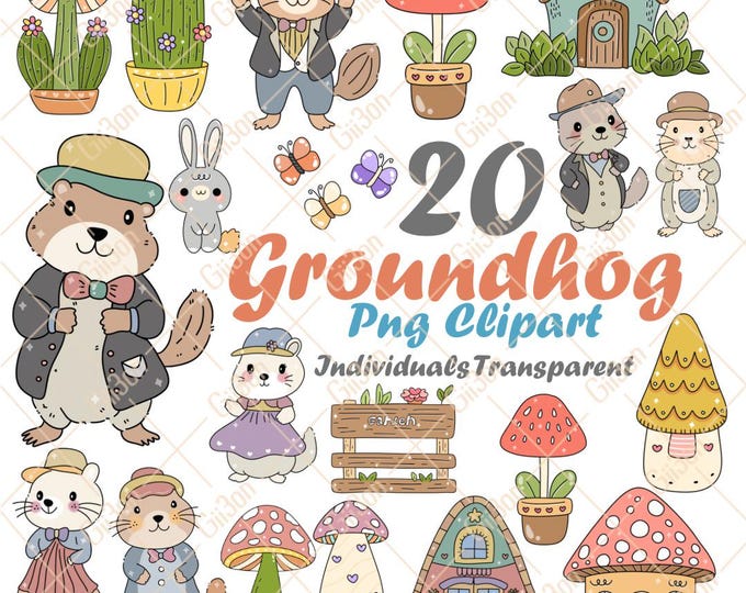 Groundhog Day Clipart, Cute Animal Png, Marmot Clipart, Spring ...