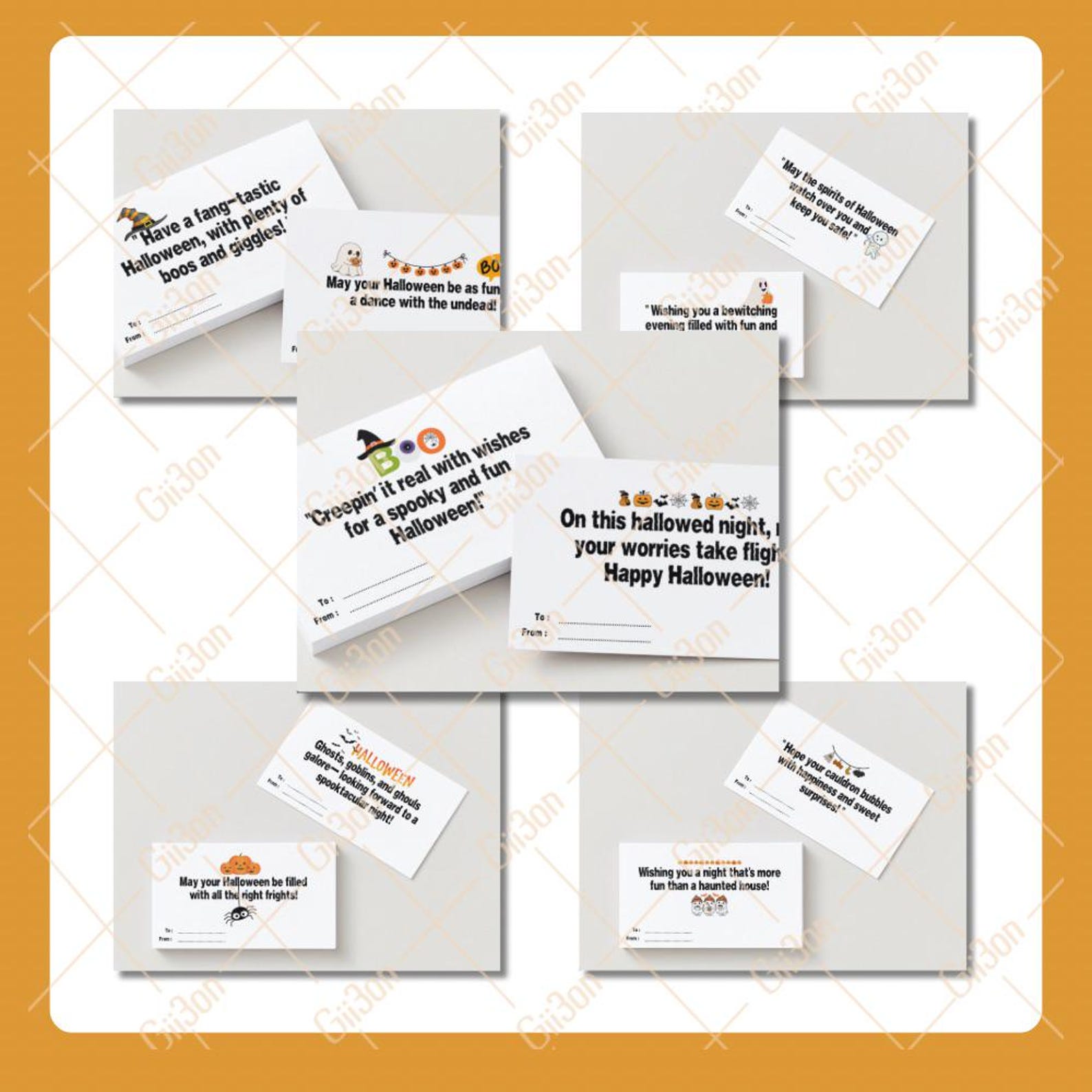 Halloween Card Sayings Bundle: Spooky Quotes, Printable PNG JPEG PDF ...