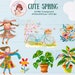 Cute Spring Clipart Bundle, Spring Clipart, Spring Girl Clipart, Spring ...