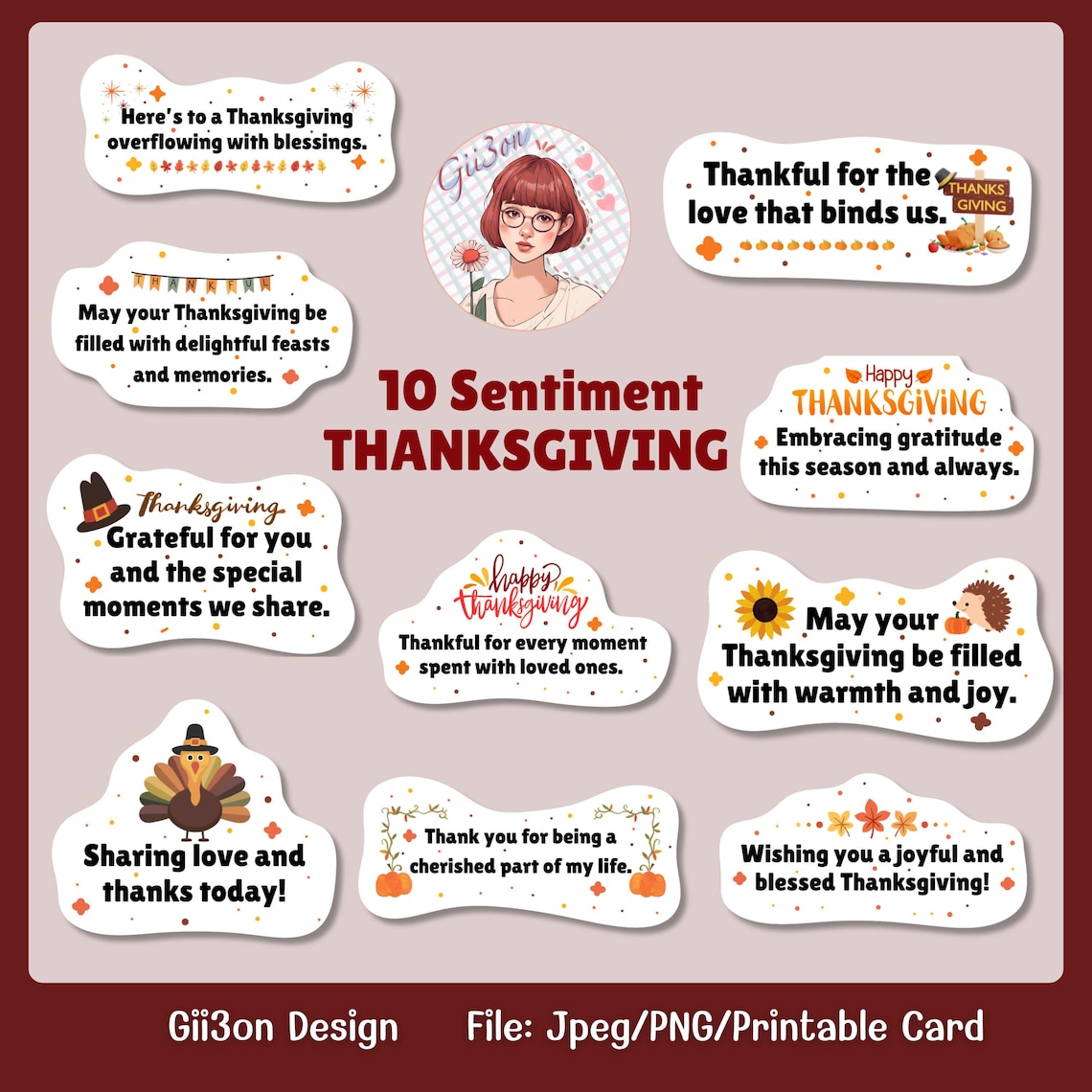 Thanksgiving Sentiment Bundle | Fall Gratitude Quote Stickers ...