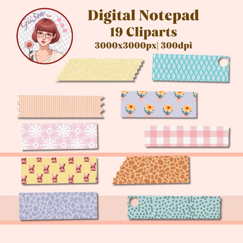 Notepads, Cute Sticky Tape, Clipart, Cute Pastel Digital Note, Png ...